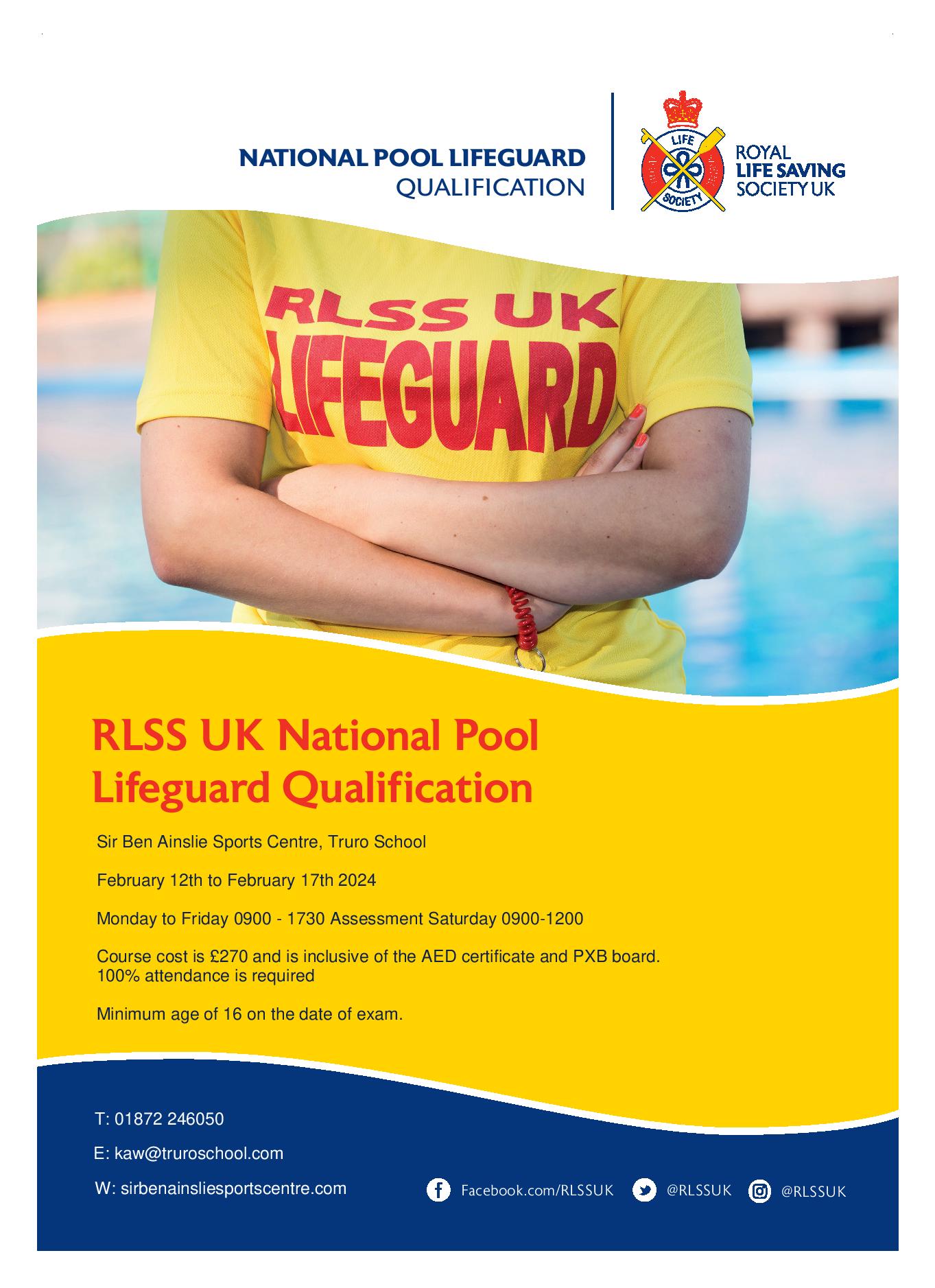 RLSS Pool Lifeguard Qualification : Sir Ben Ainslie Sports Centre